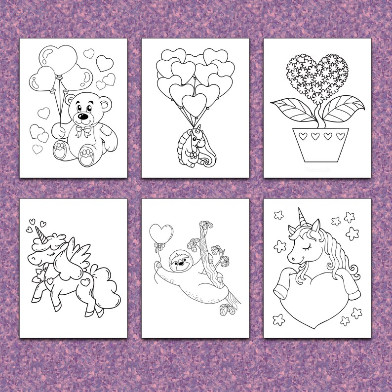 48 Printable Coloring Valentines Cards - Etsy