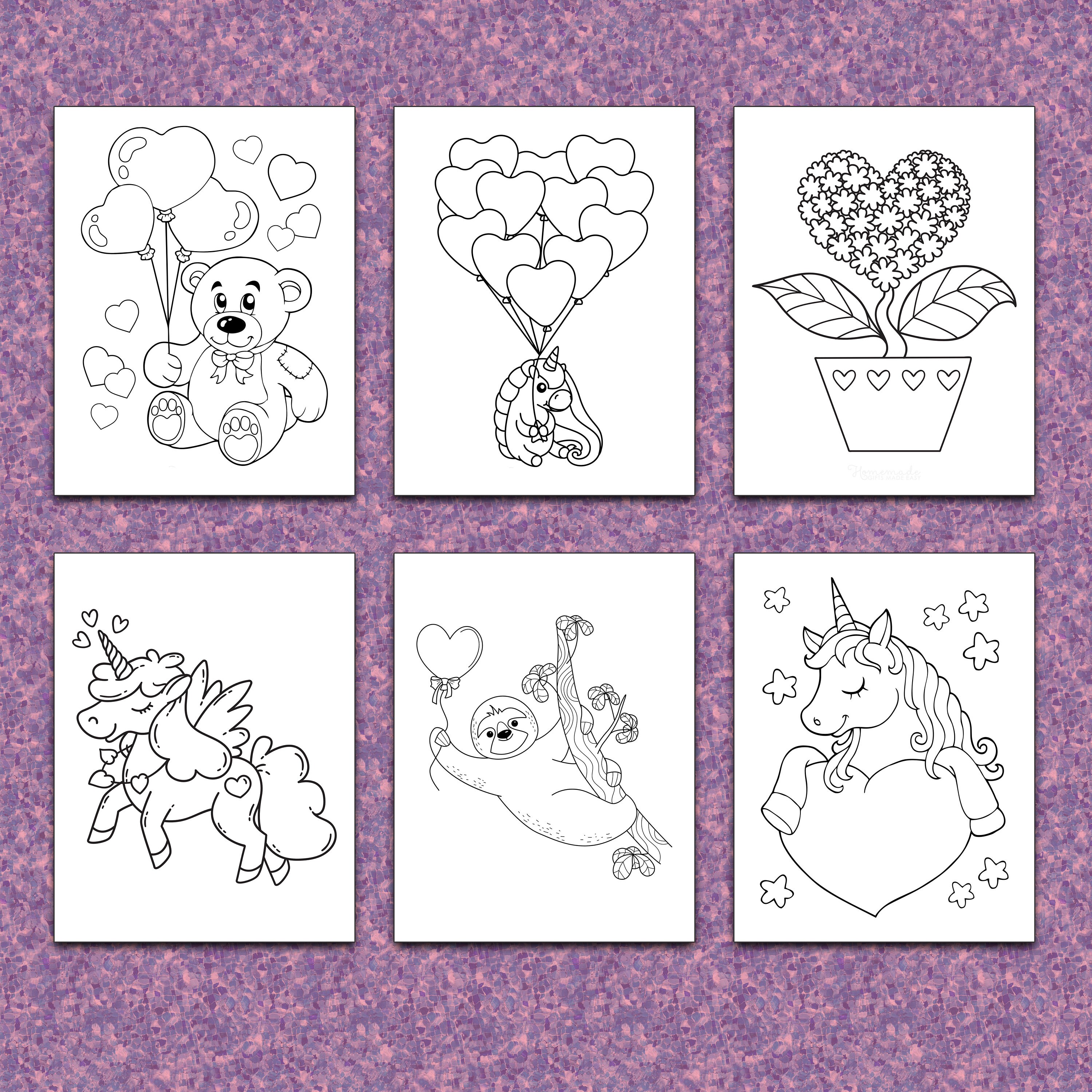 48 Printable Coloring Valentines Cards - Etsy