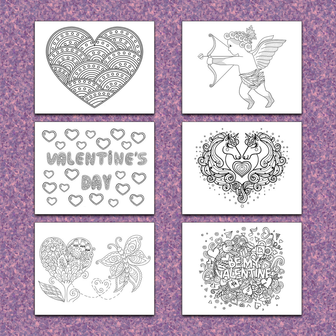 48 Printable Coloring Valentines Cards - Etsy