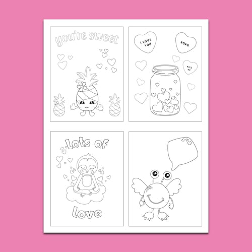 Valentine Cards for Kids PRINTABLE Color My World Valentines | Etsy