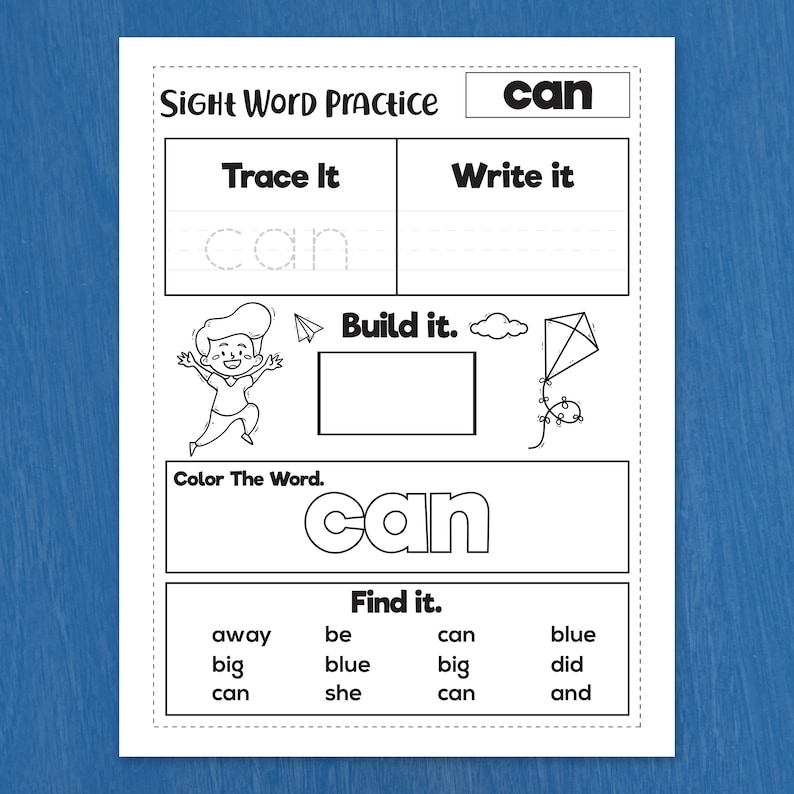 50 Sight Words Worksheet | Printable PDF - Etsy