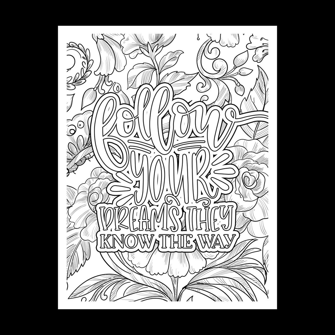 50 Inspirational Affirmations Printable Digital Adult Coloring - Etsy