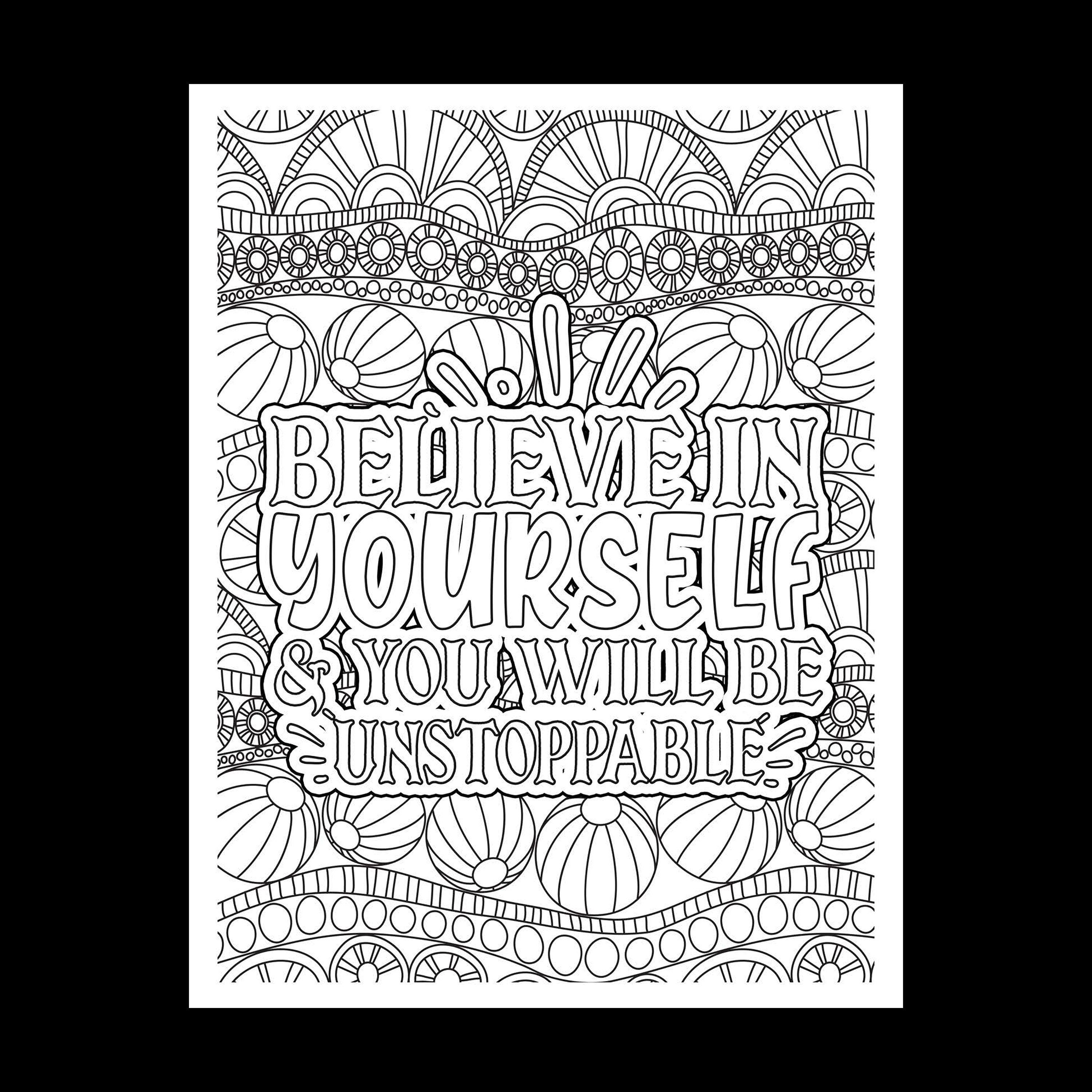 50 Inspirational Affirmations Printable Digital Adult Coloring - Etsy