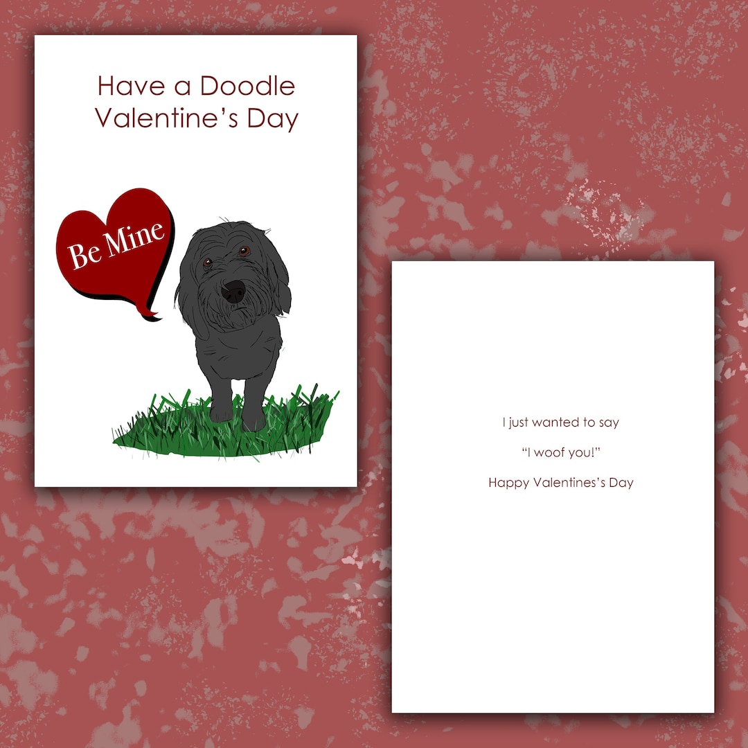 Printable Dog Valentine's Day Card (doodle Theme) - Etsy