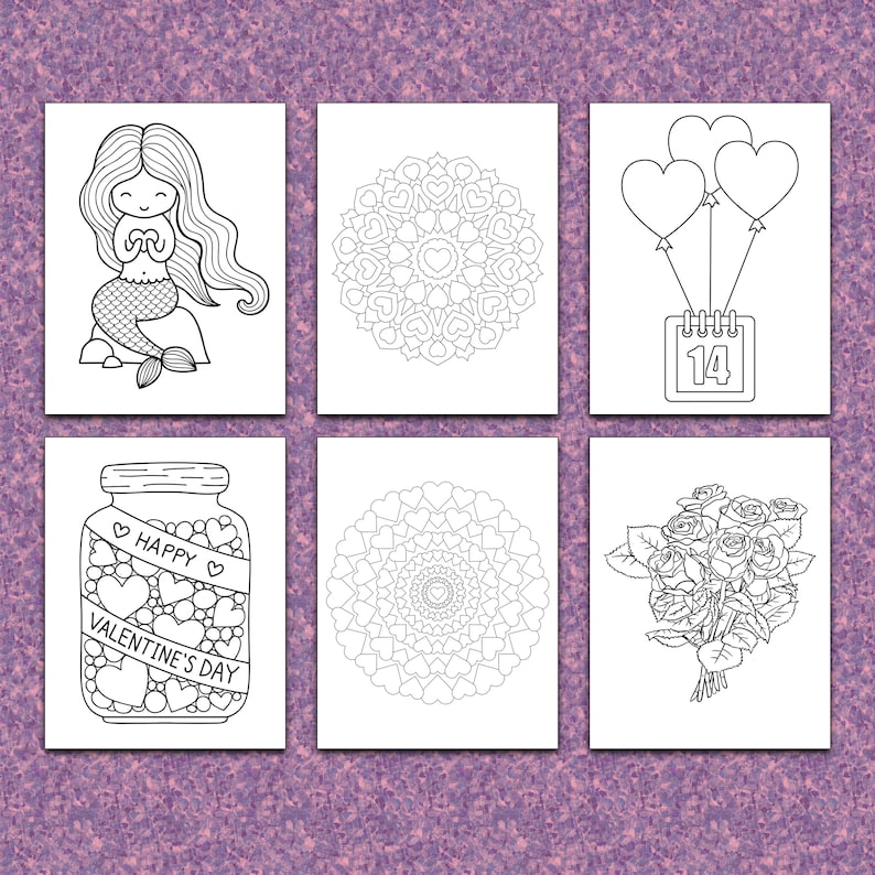 48 Printable Coloring Valentines Cards - Etsy
