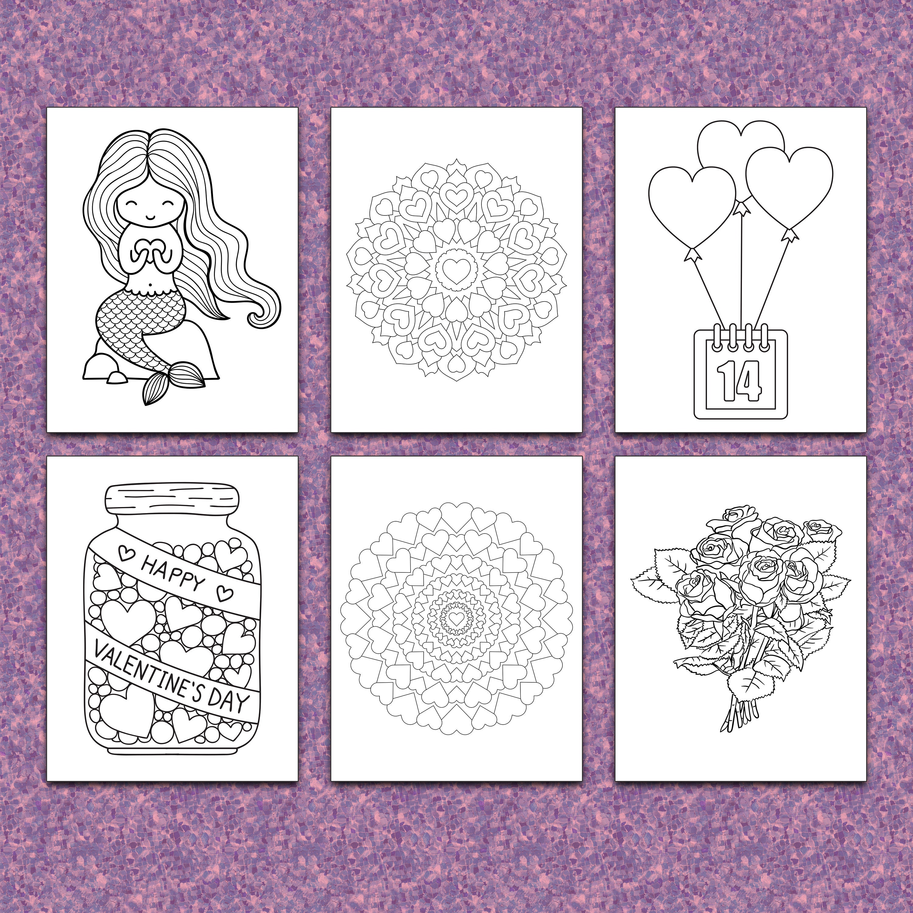 48 Printable Coloring Valentines Cards - Etsy