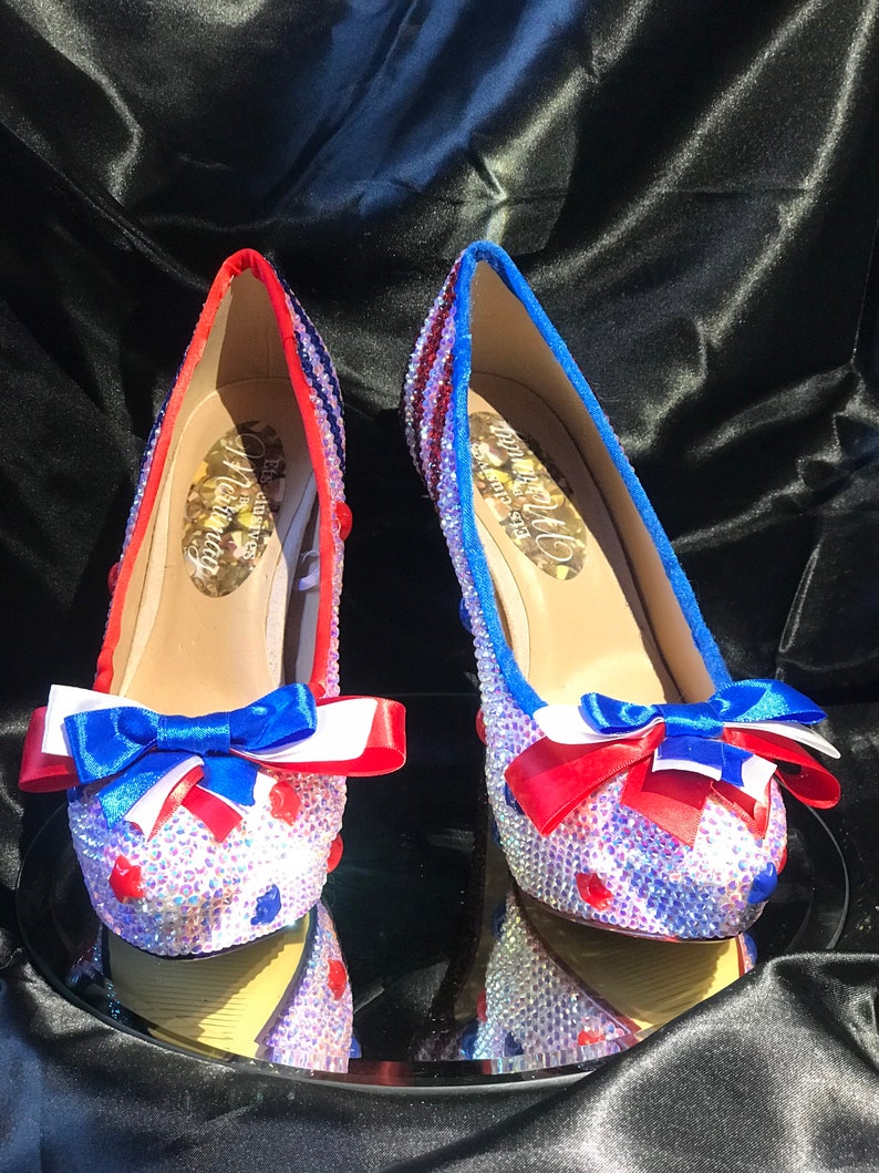 AMERICA BEAUTY HEELS | Patriotic High Heels | Us8 Crystal Heels | Flag ...