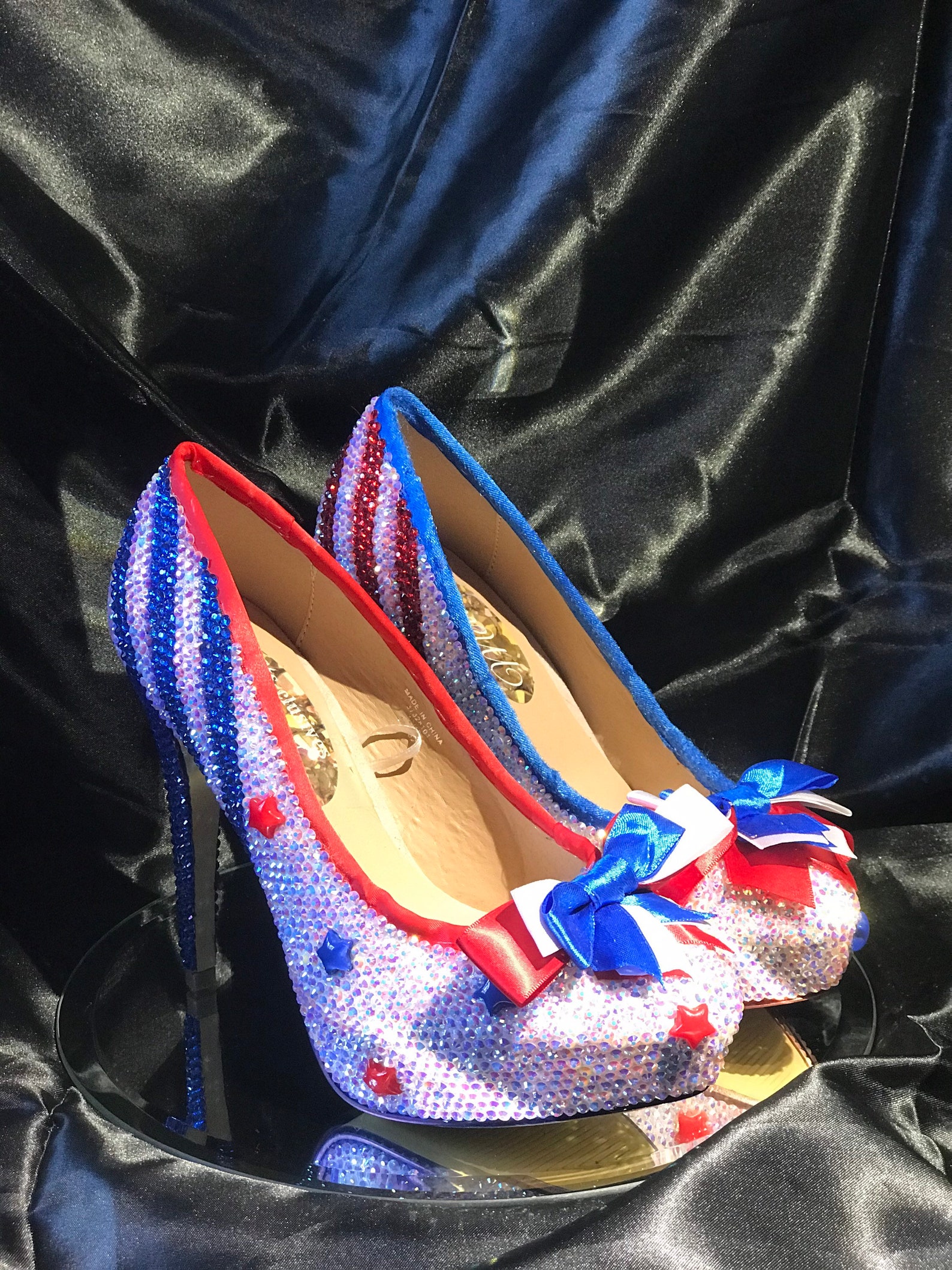 AMERICA BEAUTY HEELS | Patriotic High Heels | Us8 Crystal Heels | Flag ...