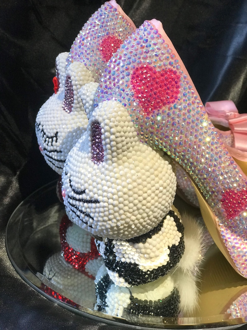 MAGICAL BEADED HEELS | Handmade Pink Heels | Heart Design Heels | Women ...