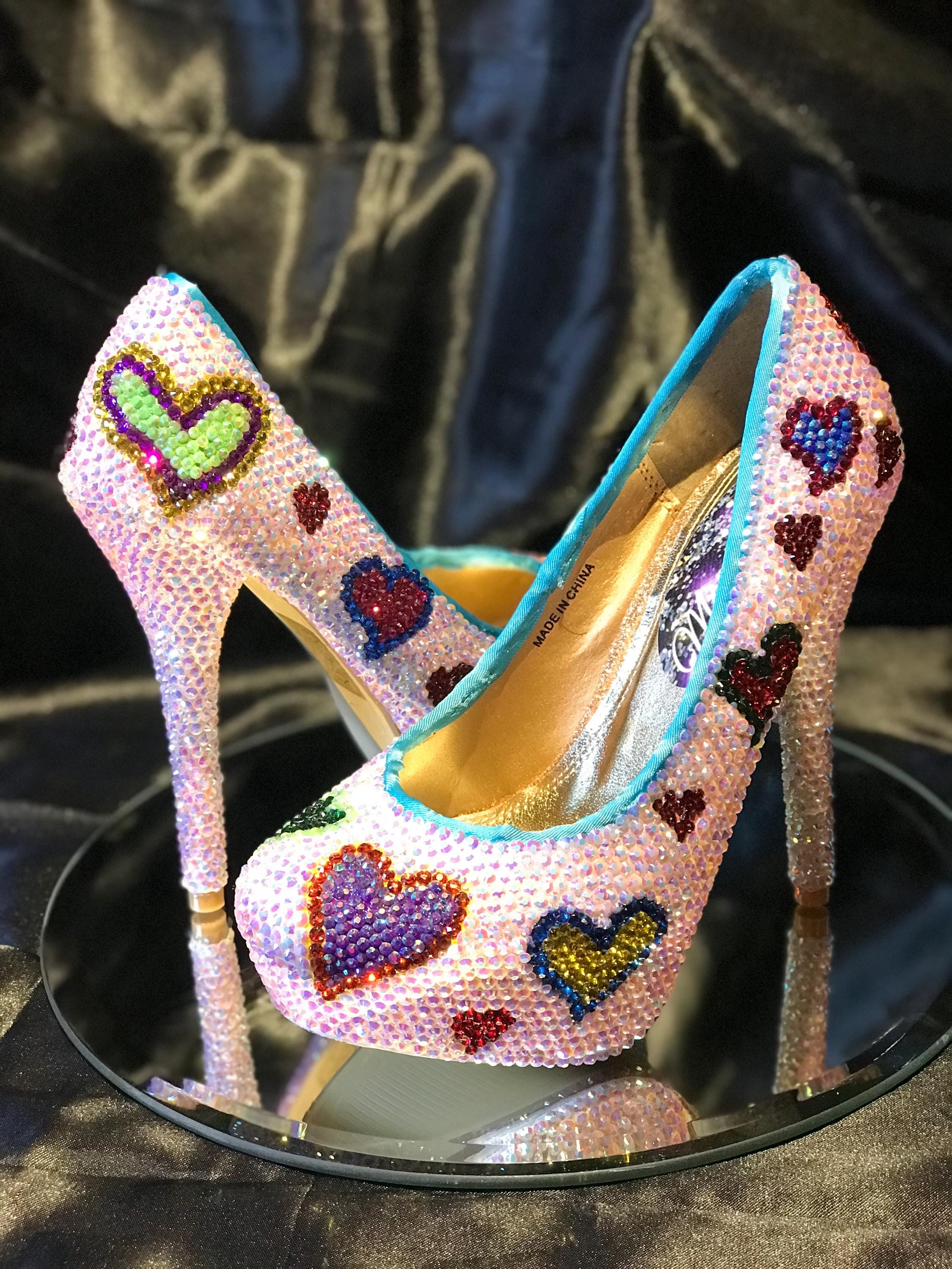 60S INSPIRED HEELS | Groovy Crystal Heel | Rainbow Crystal Shoes ...