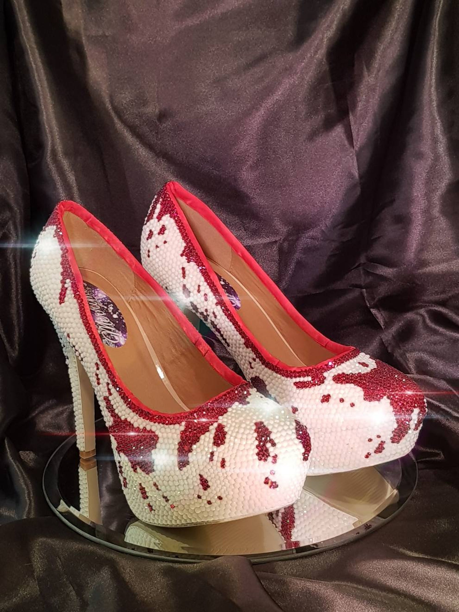 NIGHT NURSE HEELS | Blood Splatter Shoes | Crystal Zombie Heels ...
