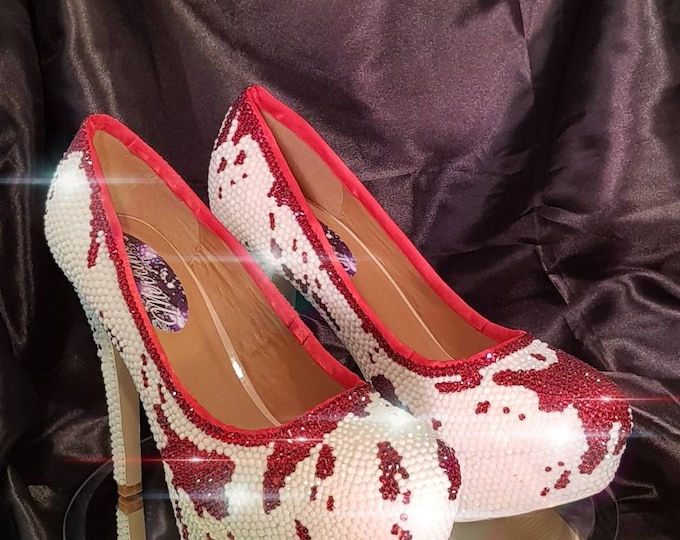 NIGHT NURSE HEELS | Blood Splatter Shoes | Crystal Zombie Heels ...