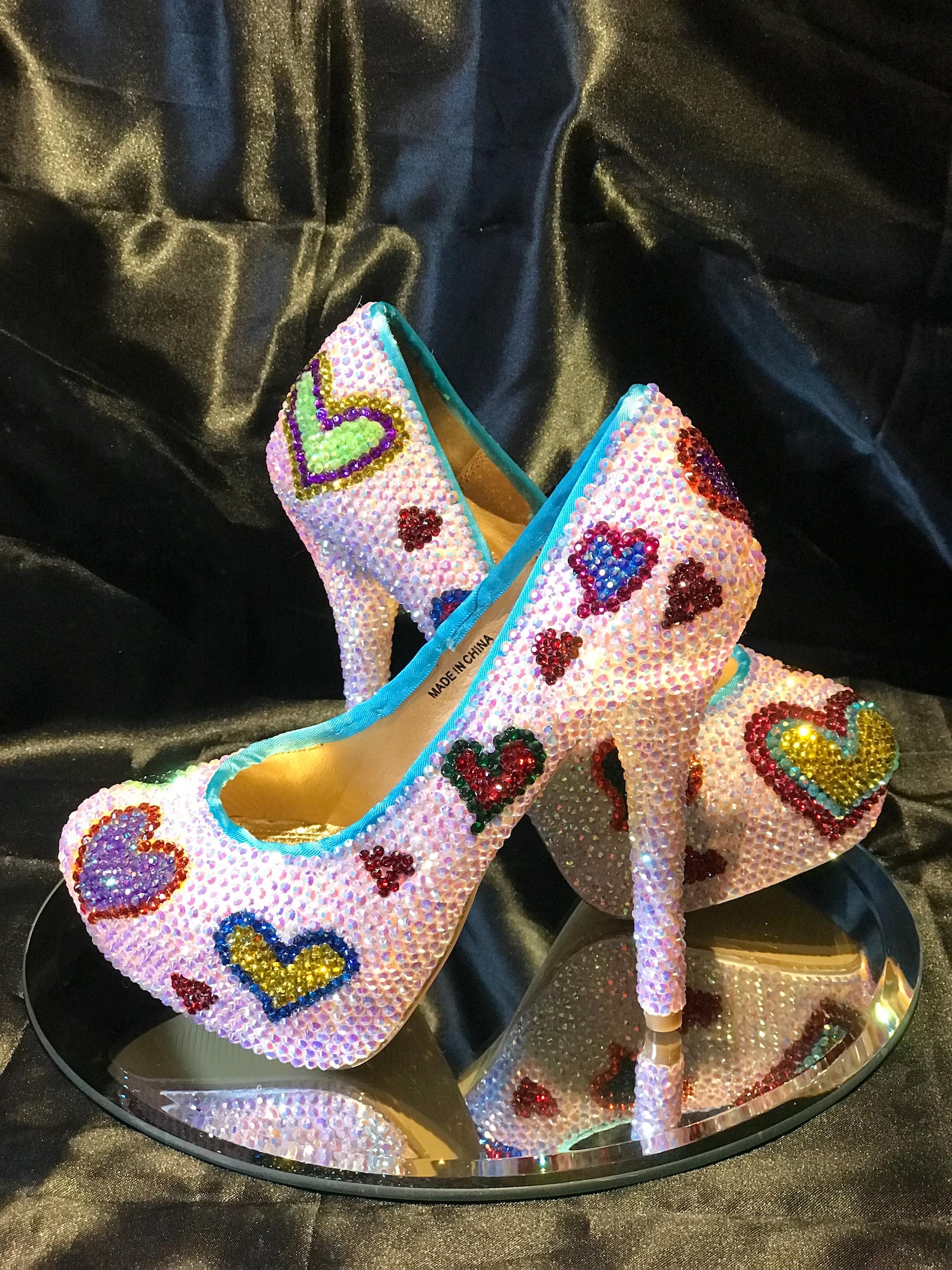 60S INSPIRED HEELS | Groovy Crystal Heel | Rainbow Crystal Shoes ...