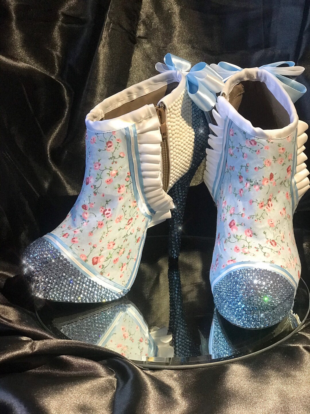HIGH HEEL ZIP up Shoes | Handmade Bridal Heels | Crystal Wedding Heels ...
