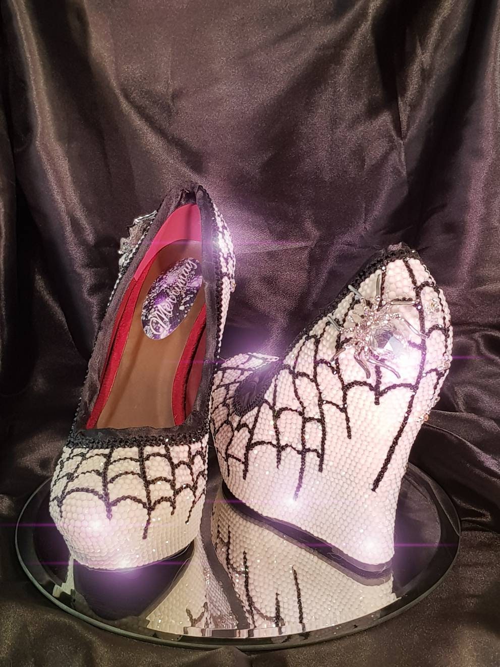SPIDER MUM SHOES | Hand Painted Wedges | Spider Web Wedges | Crystal ...