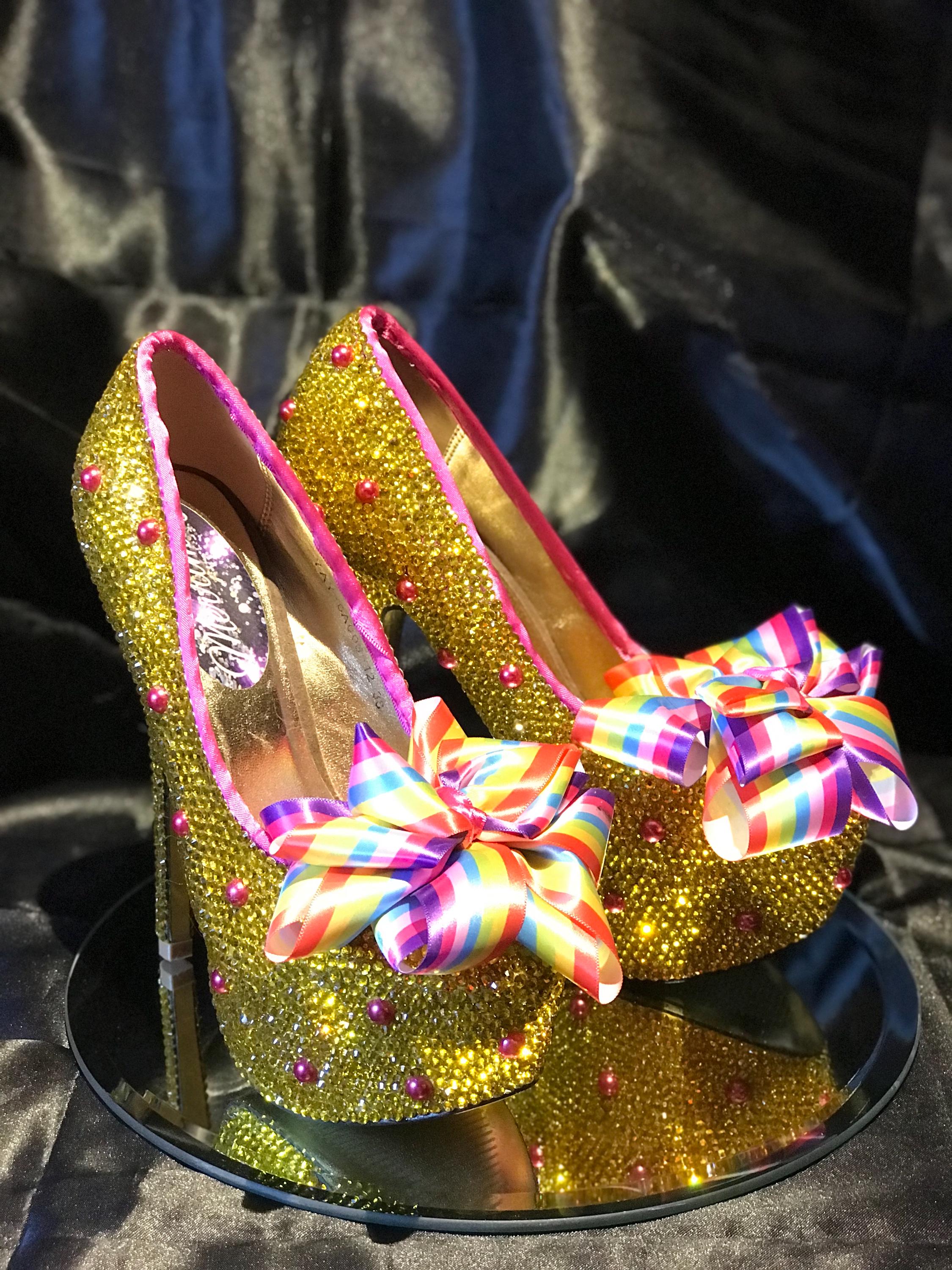 YELLOW CRYSTAL HEELS | Rainbow High Heels | Fun Colorful Shoes | Yellow ...