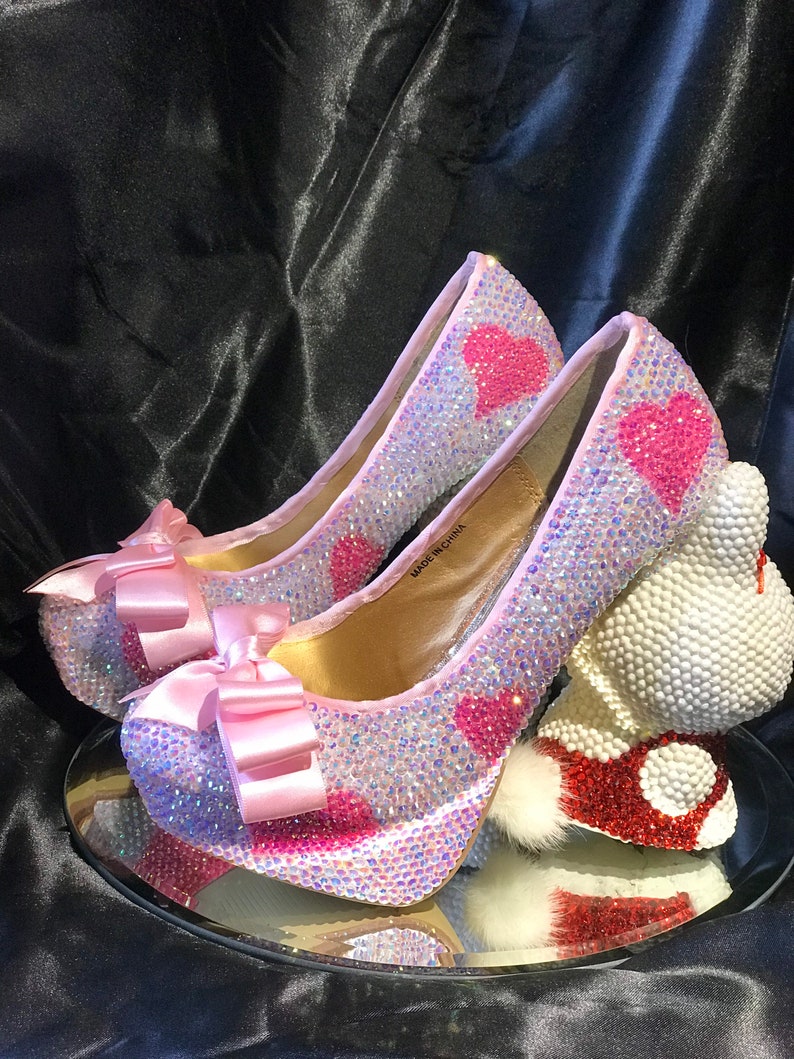 MAGICAL BEADED HEELS | Handmade Pink Heels | Heart Design Heels | Women ...