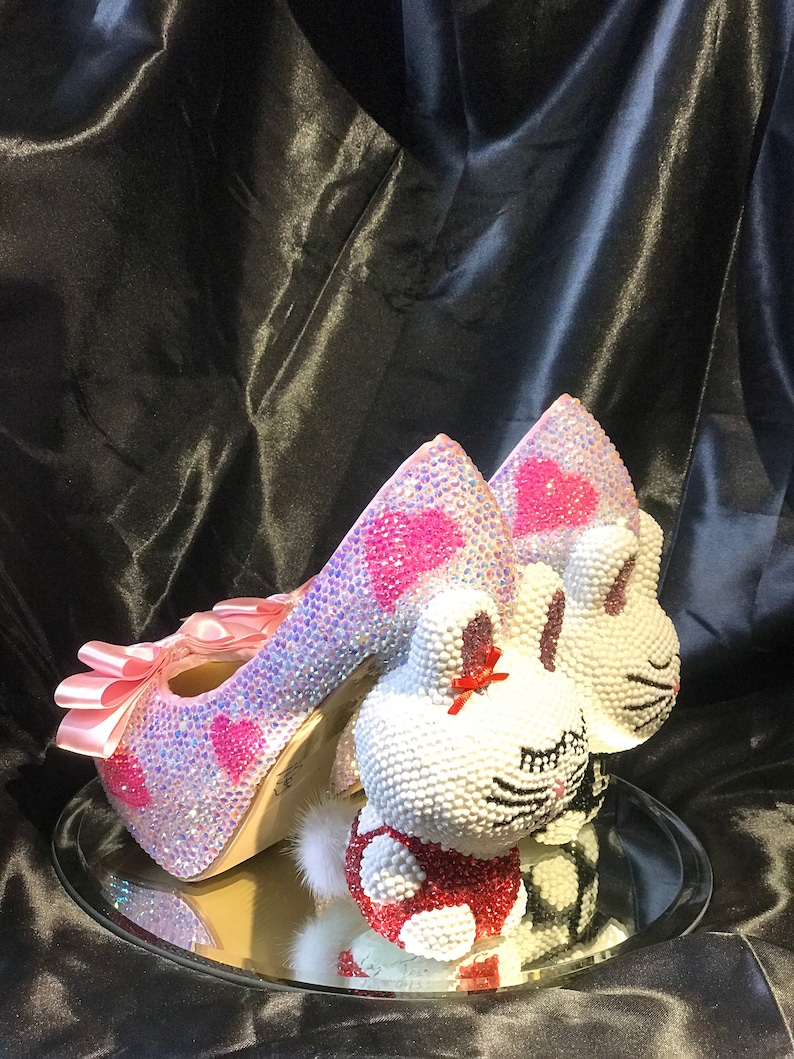 MAGICAL BEADED HEELS | Handmade Pink Heels | Heart Design Heels | Women ...