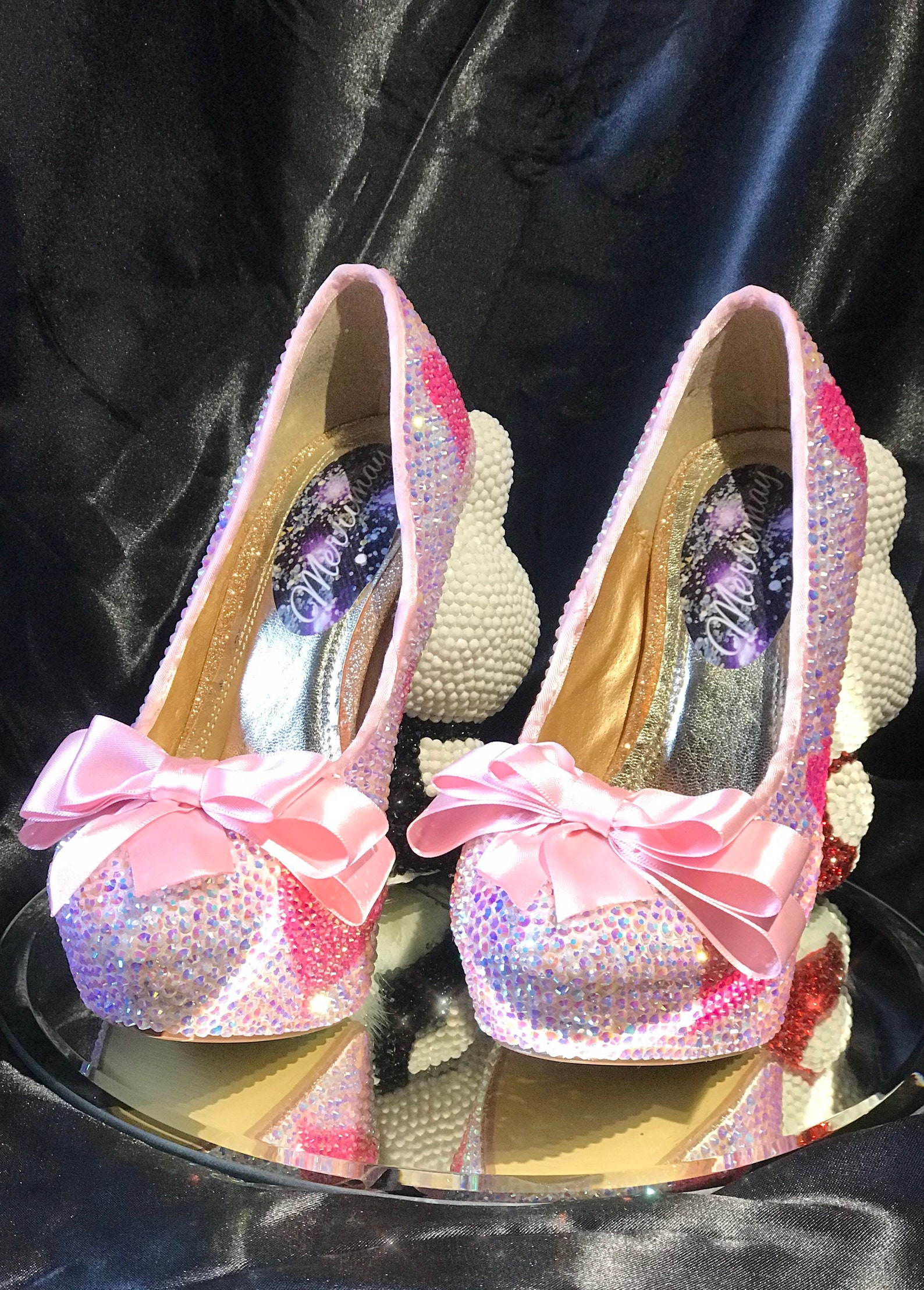 MAGICAL BEADED HEELS | Handmade Pink Heels | Heart Design Heels | Women ...