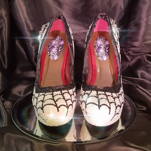 SPIDER MUM SHOES | Hand Painted Wedges | Spider Web Wedges | Crystal ...