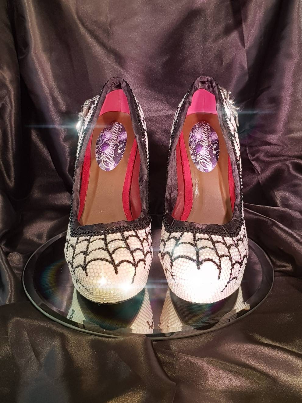 SPIDER MUM SHOES | Hand Painted Wedges | Spider Web Wedges | Crystal ...