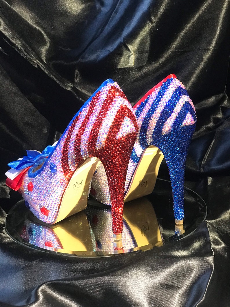 AMERICA BEAUTY HEELS | Patriotic High Heels | Us8 Crystal Heels | Flag ...