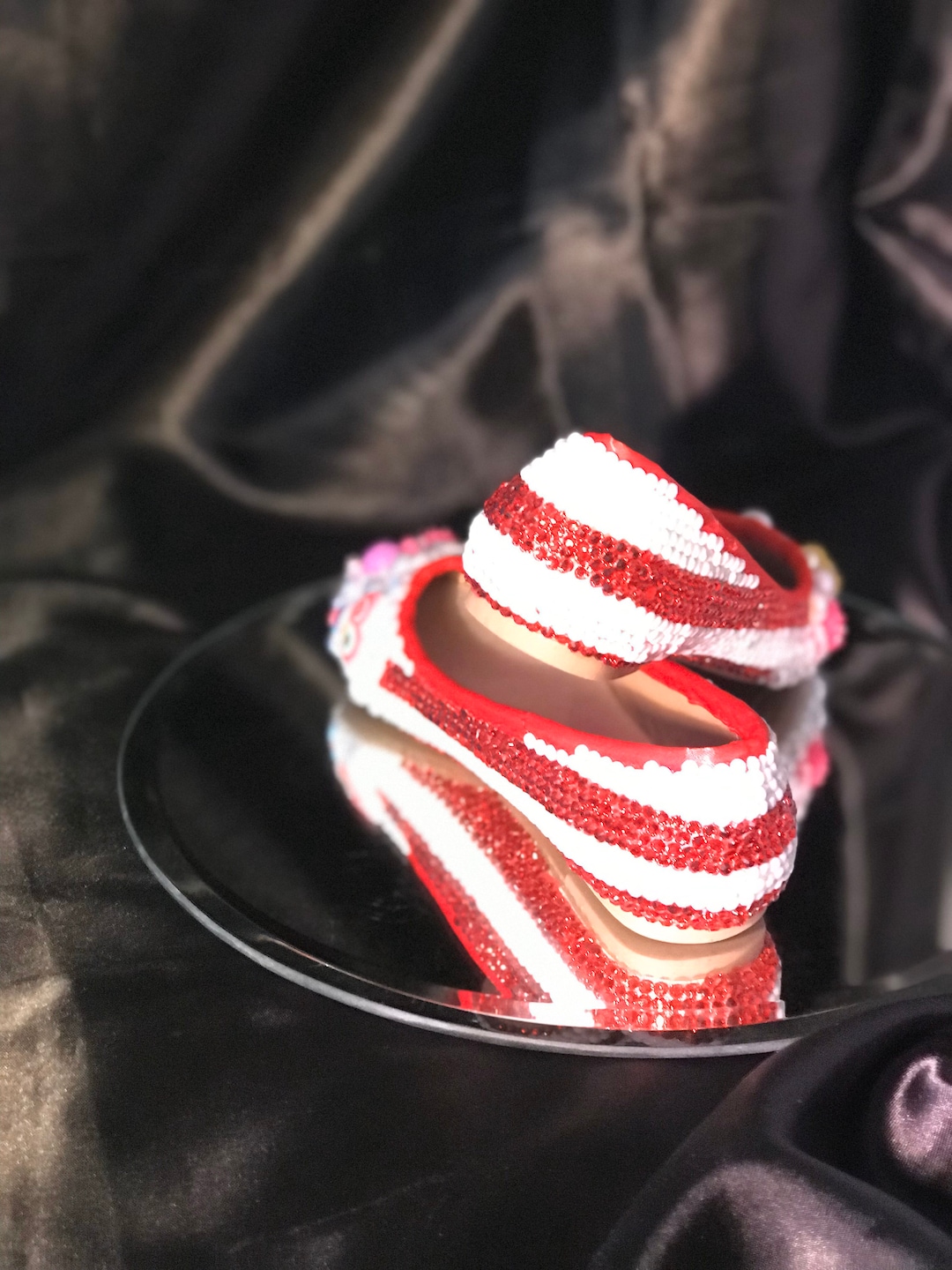 Tuck Shop Custom Made Crystal Candy Cane and Sweet Treats Flat Pumps ...