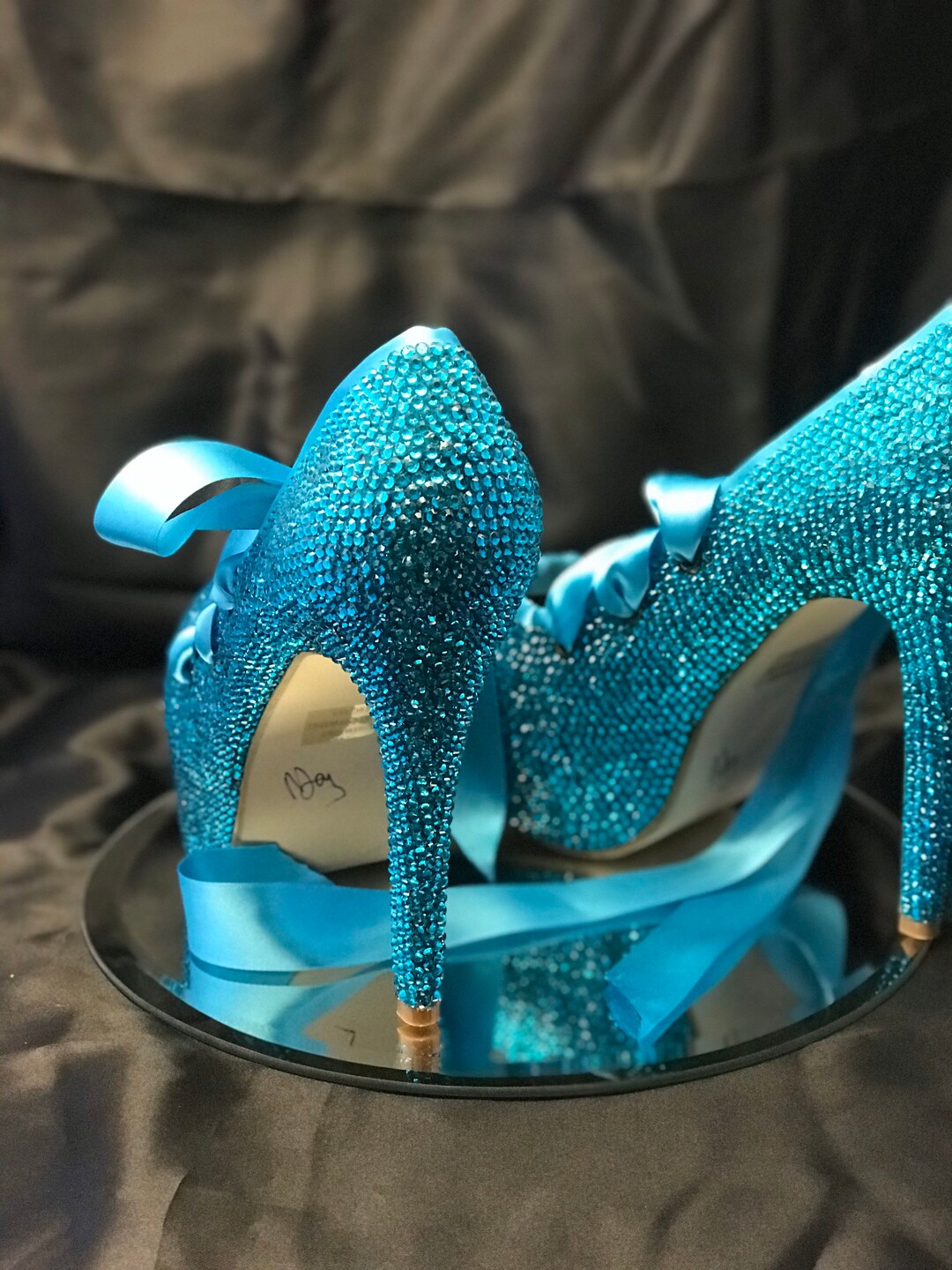 CRYSTAL LACEUP HEELS | Turquoise High Heels | Prom Crystal Shoes ...