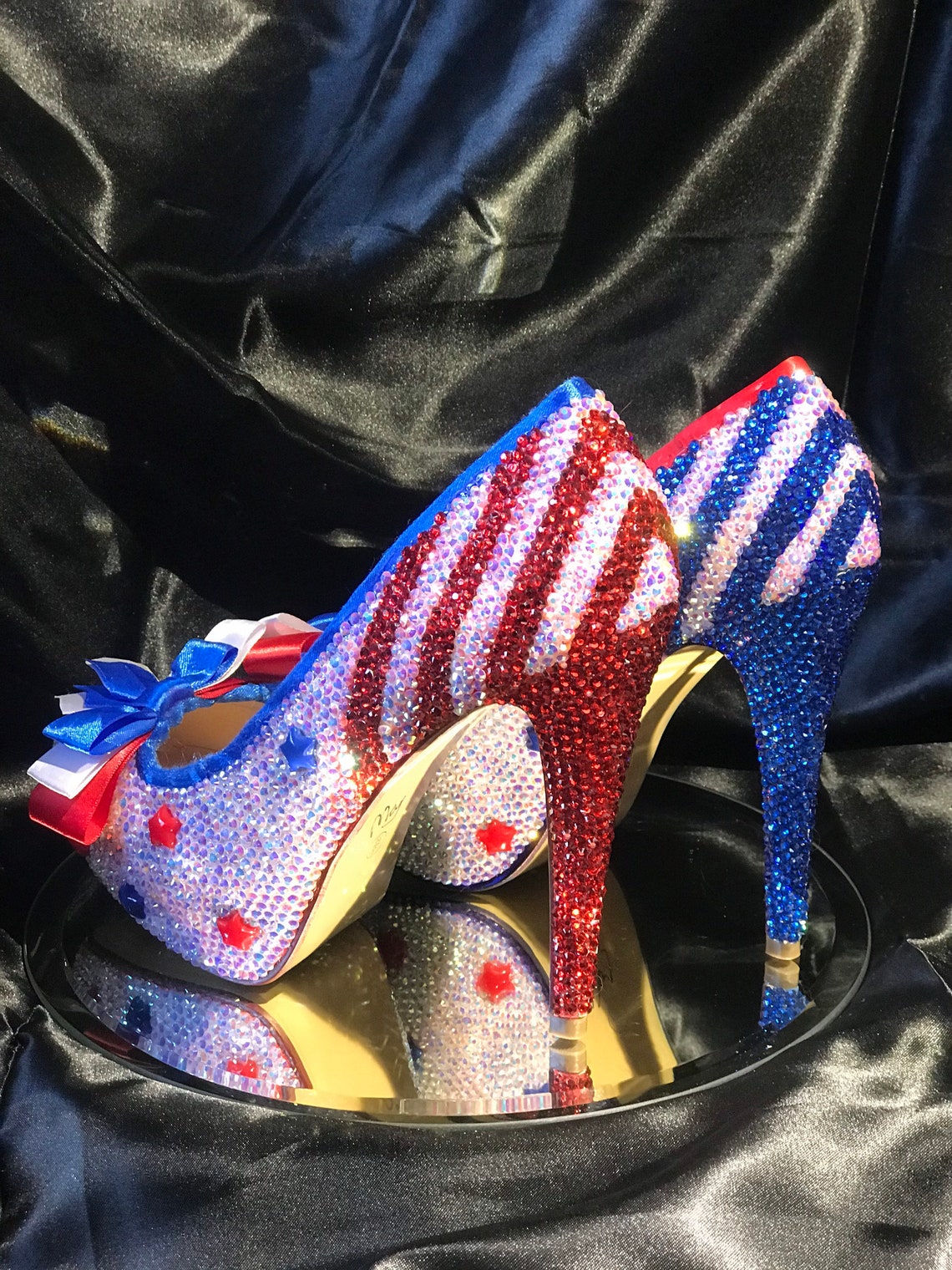 AMERICA BEAUTY HEELS | Patriotic High Heels | Us8 Crystal Heels | Flag ...
