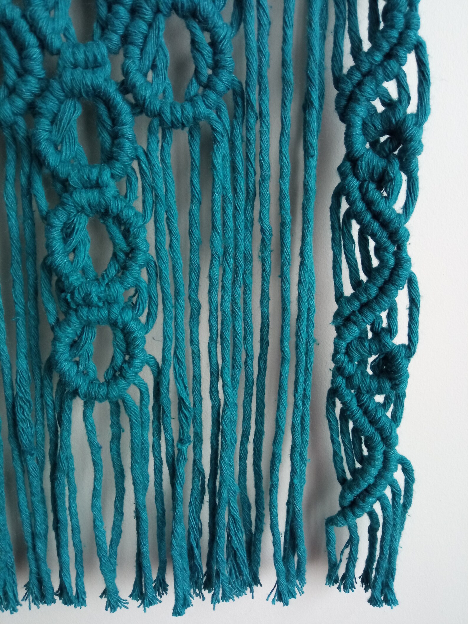 Blue Bubble Macrame, Boho Home Decor, Hoop Pattern Macrame, Big Wall ...