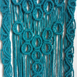 Blue Bubble Macrame, Boho Home Decor, Hoop Pattern Macrame, Big Wall ...