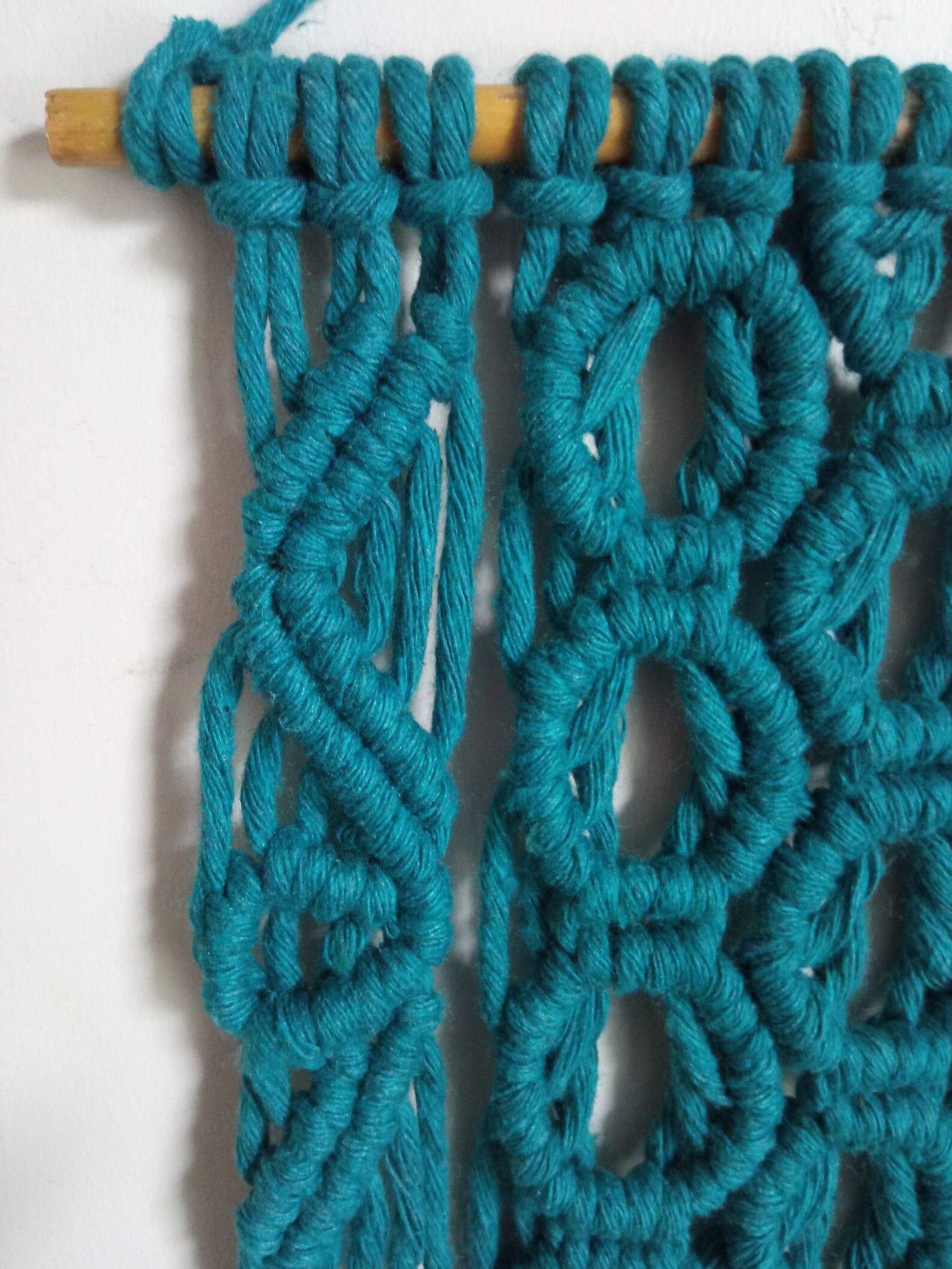 Blue Bubble Macrame, Boho Home Decor, Hoop Pattern Macrame, Big Wall ...