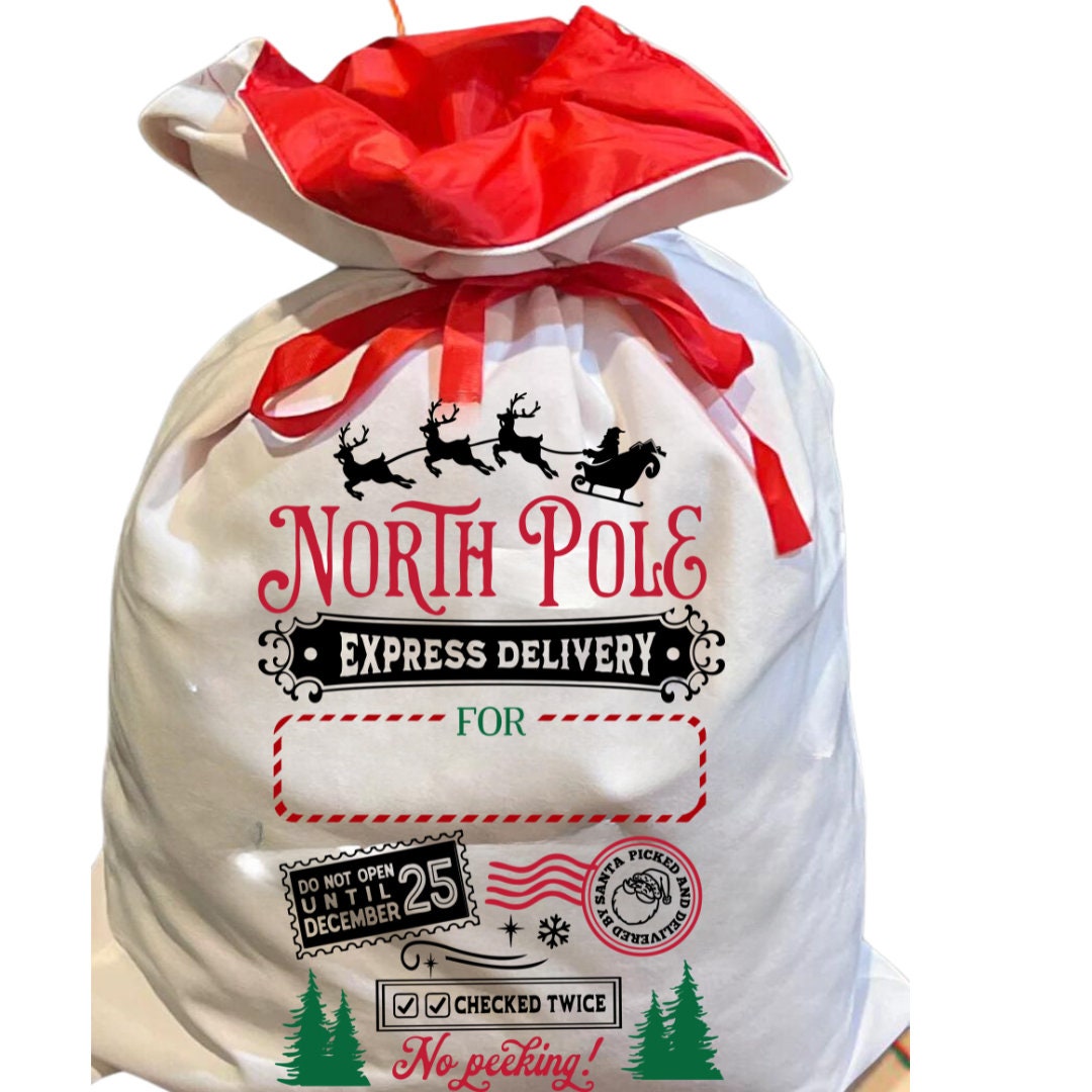 Custom Santa Sack, Reindeer Express, Santa Delivery Sack, Christmas ...