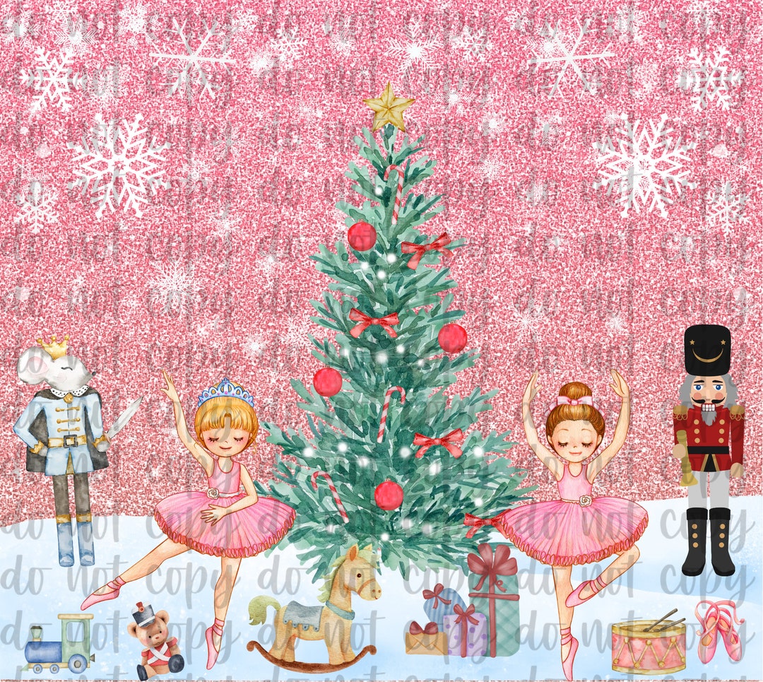 Pink Nutcracker Ballet Christmas Tumbler Wrap - 20oz Skinny Straight ...