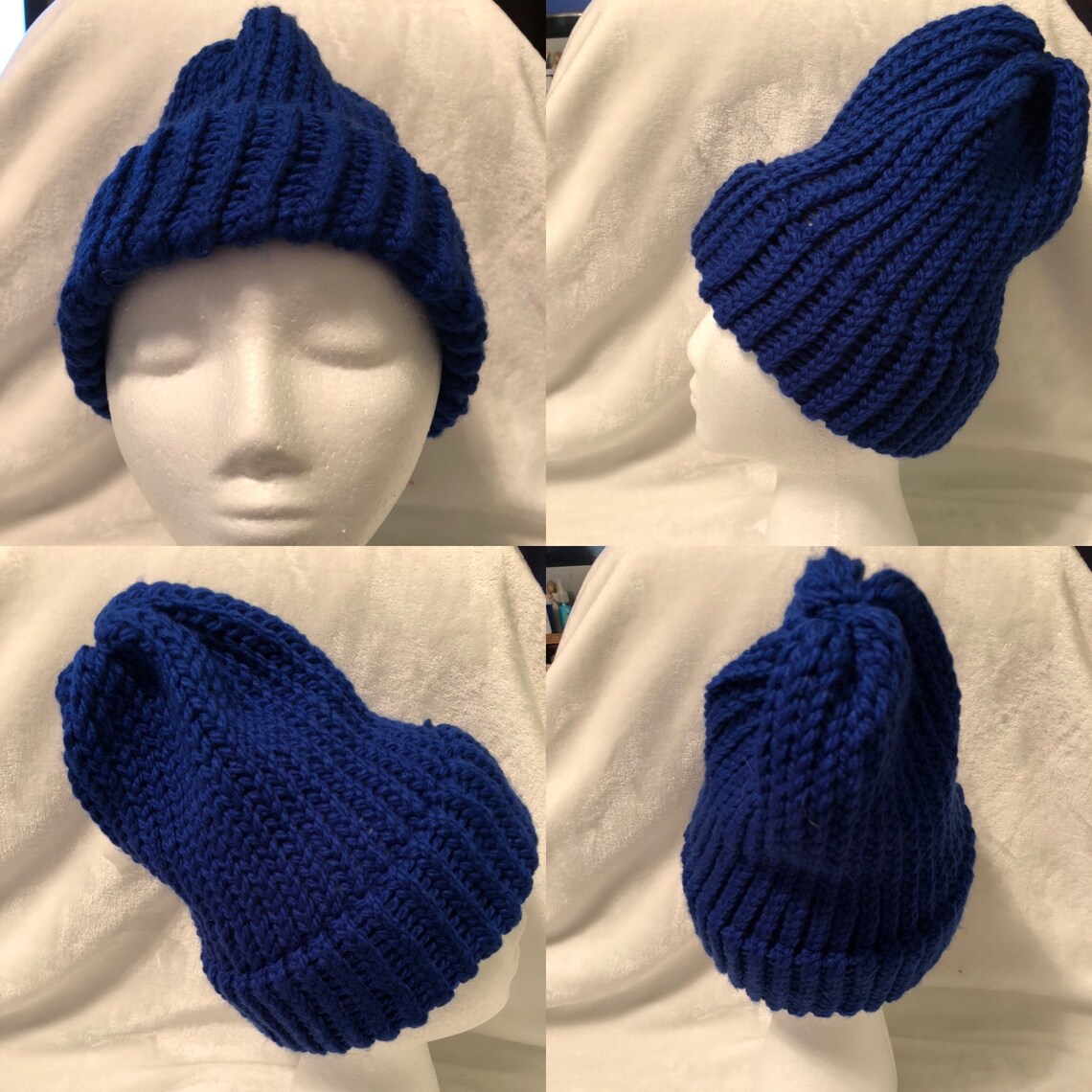 Royal Blue Hand Knit Winter Hat Winter Cap Wintertime - Etsy