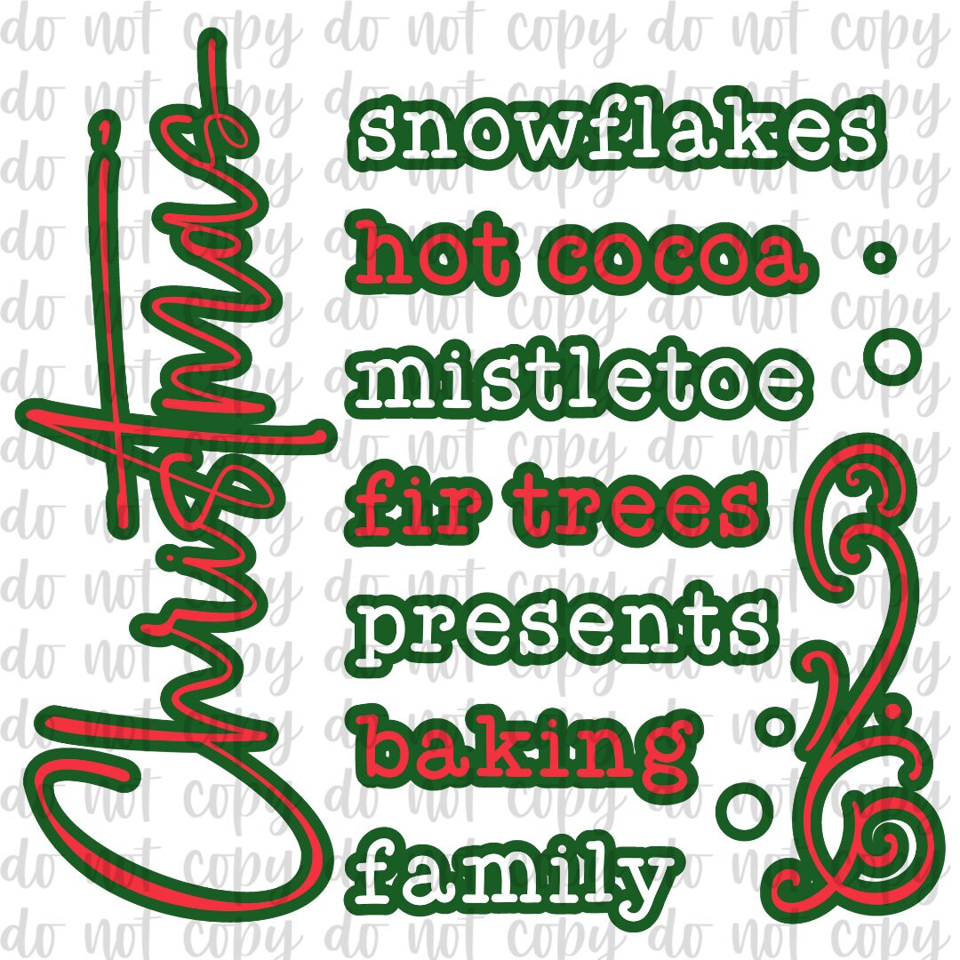 Christmas Spirit, Snowflakes, Hot Cocoa, Mistletoe, Fir Trees, Presents ...