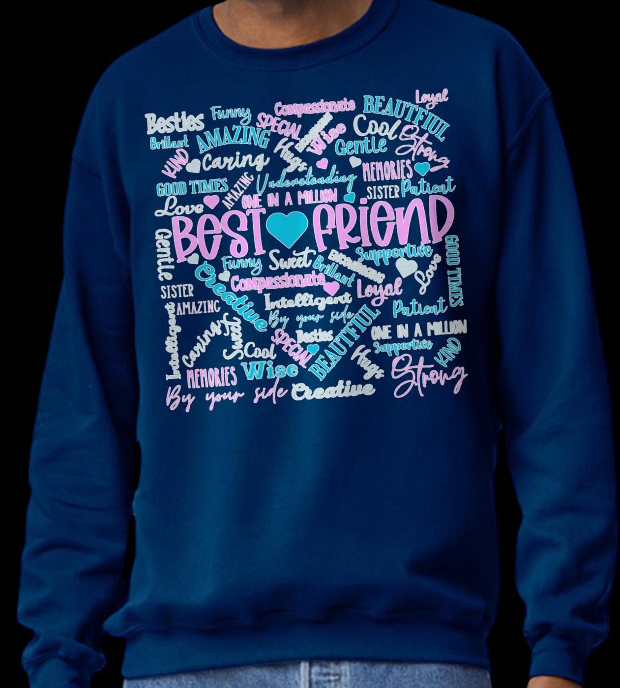 Best Friend Word Collage PNG | Pastel Friendship Sublimation Design ...