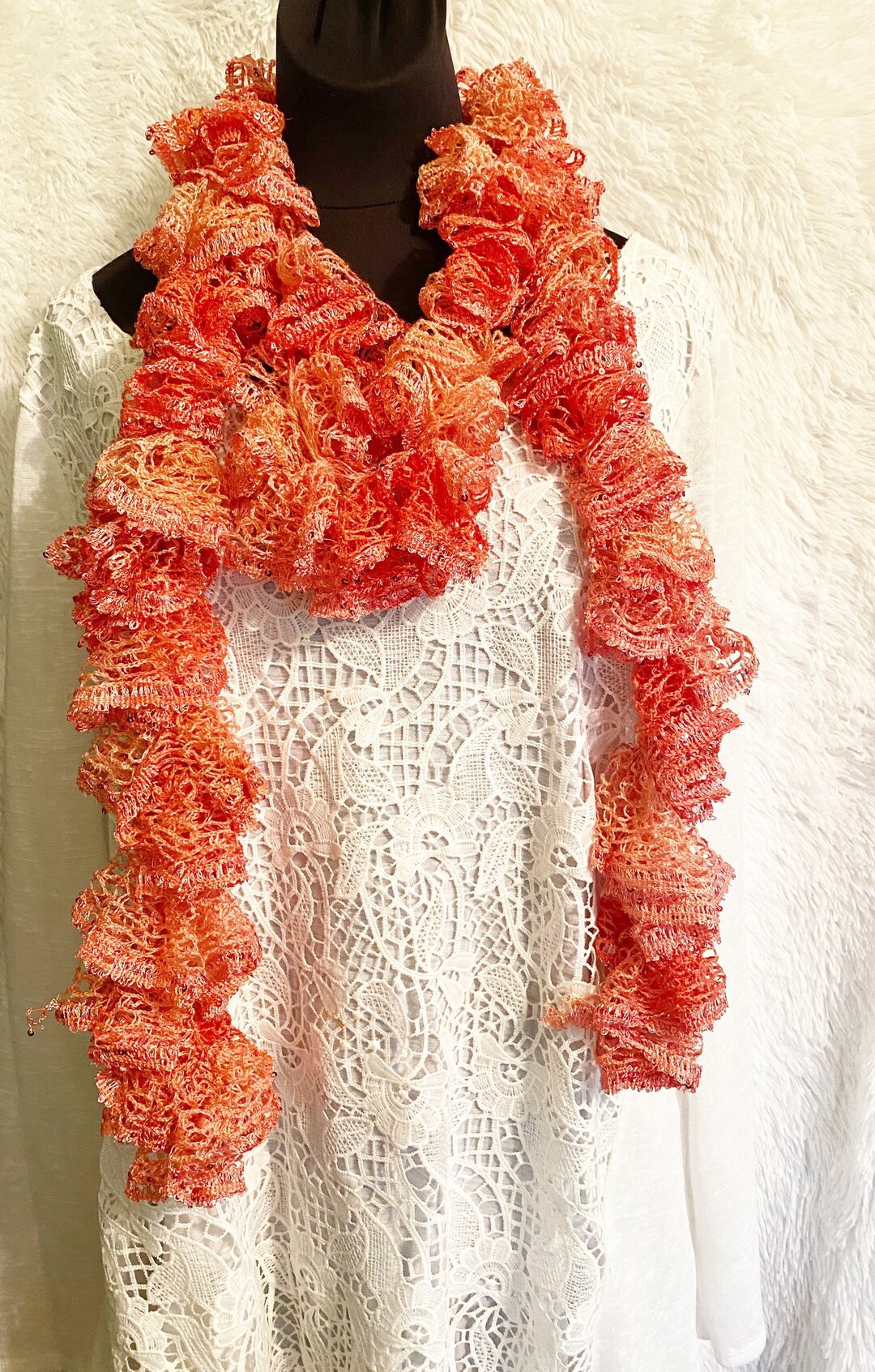 Coral Sashay Scarf, Women's Sashay Scarf, Decorative Scarf, Handknit ...