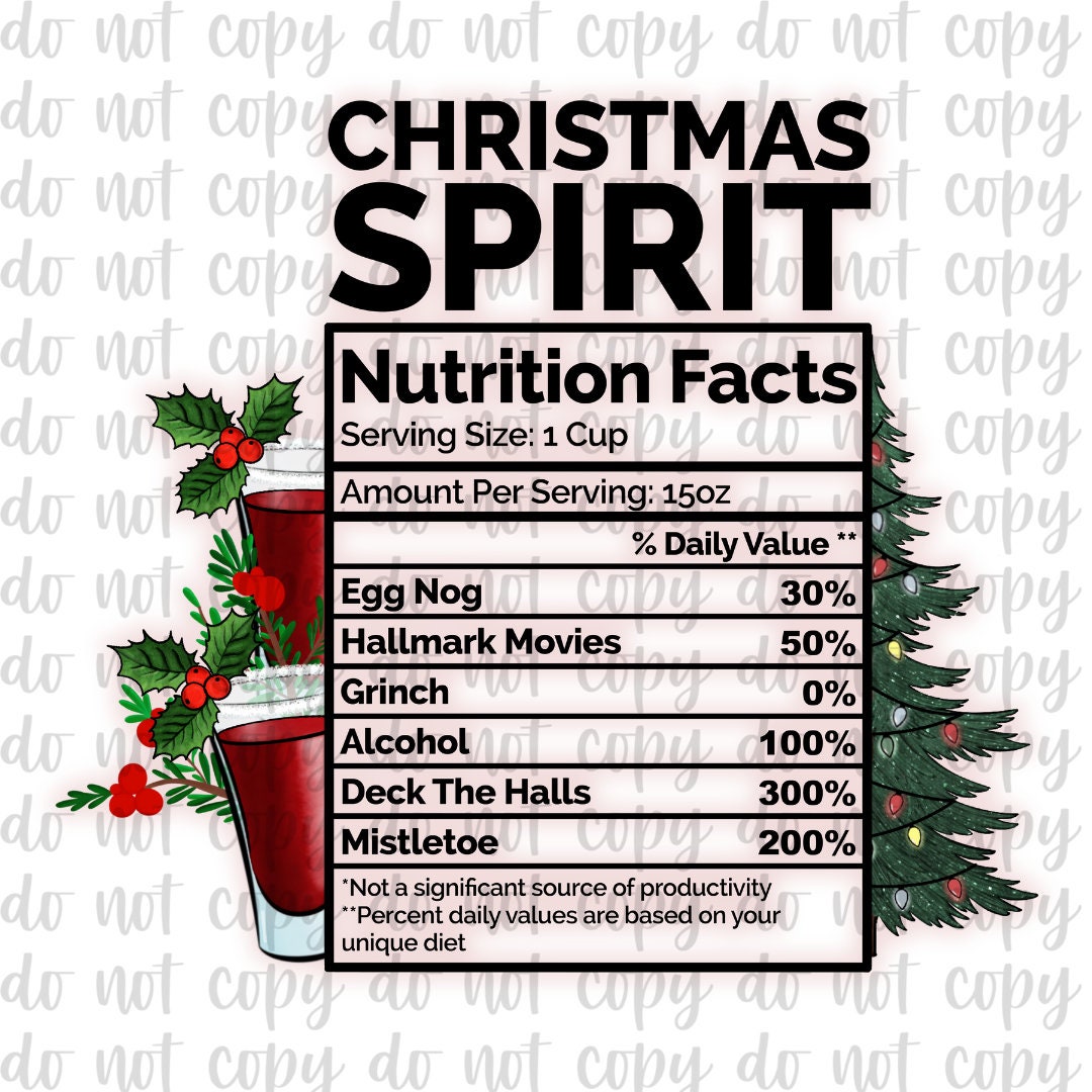 Christmas Spirit Nutrition Facts, Christmas Season Nutrition Facts ...