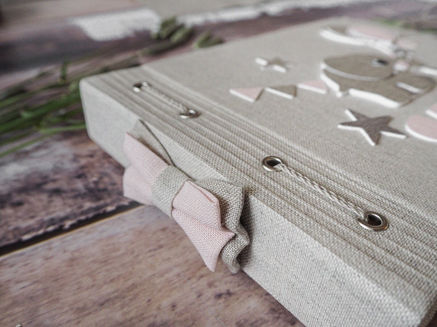 Baby Linen Photo Album Handmade Personalised Wish Book Christening ...