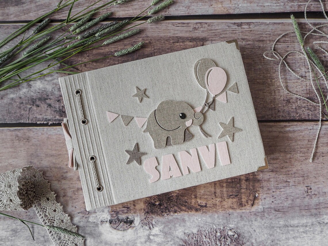 Baby Linen Photo Album Handmade Personalised Wish Book Christening ...