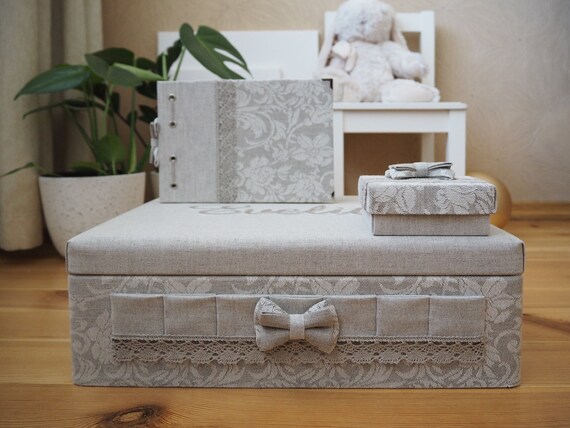 Personalised Handmade Wooden Linen Keepsake Box Baby Toddler | Etsy