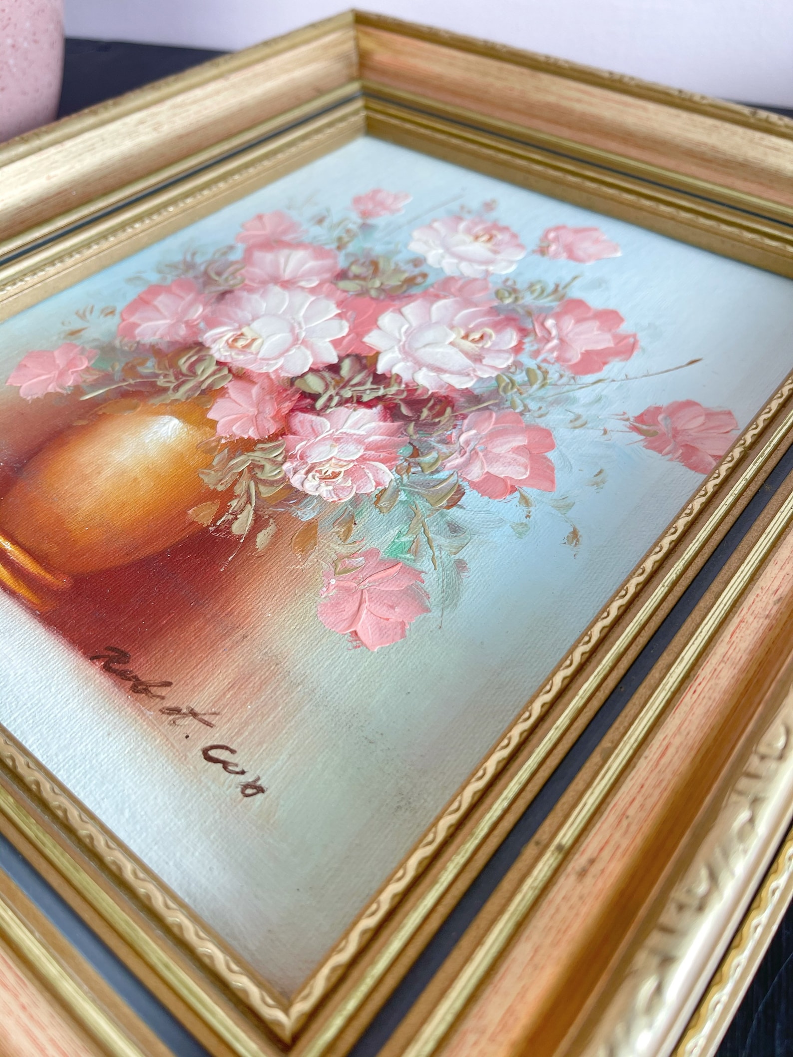 Vintage Robert Cox Oil on Board Painting Vase of Flowers / - Etsy