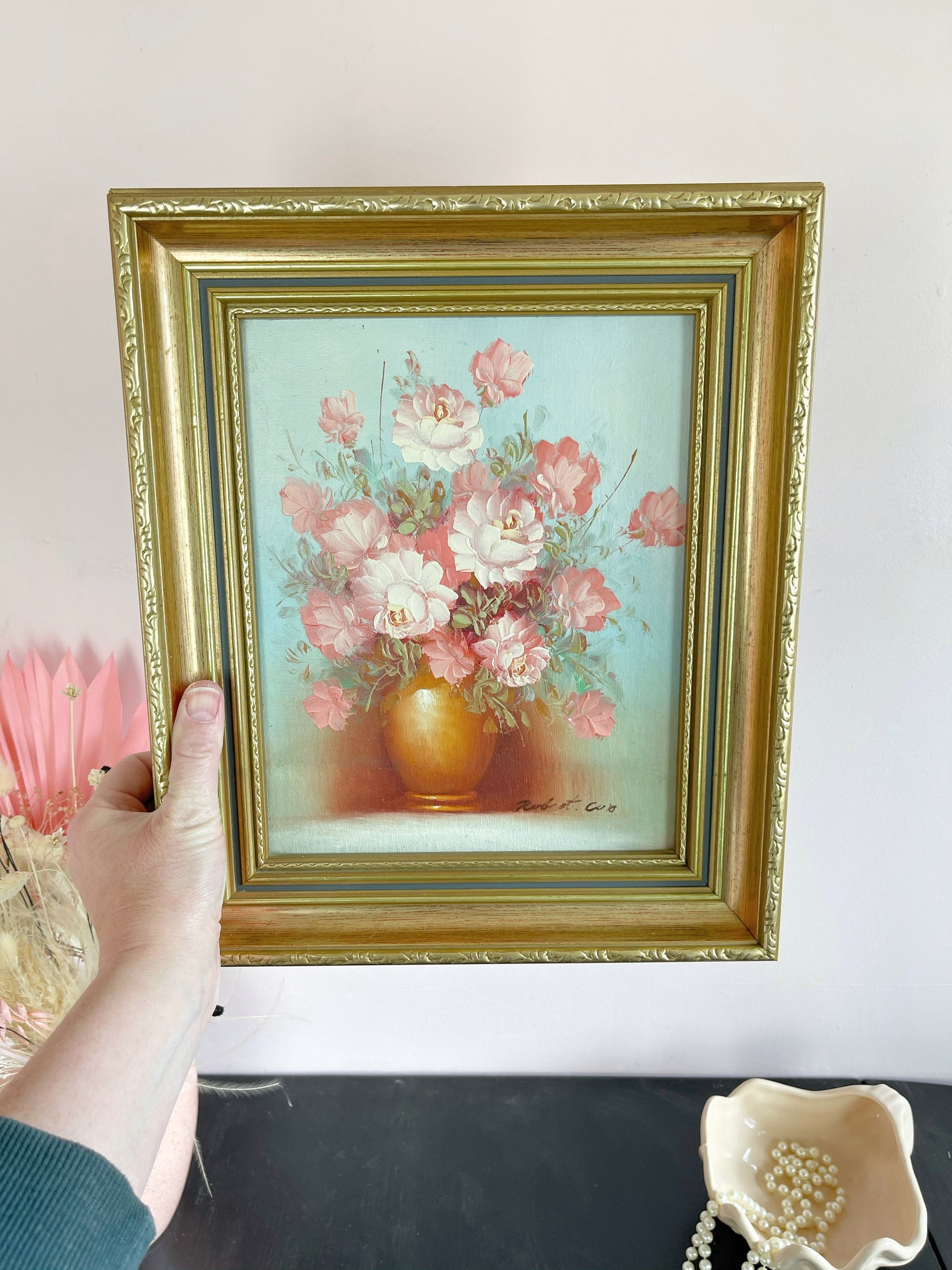 Vintage Robert Cox Oil on Board Painting Vase of Flowers / - Etsy