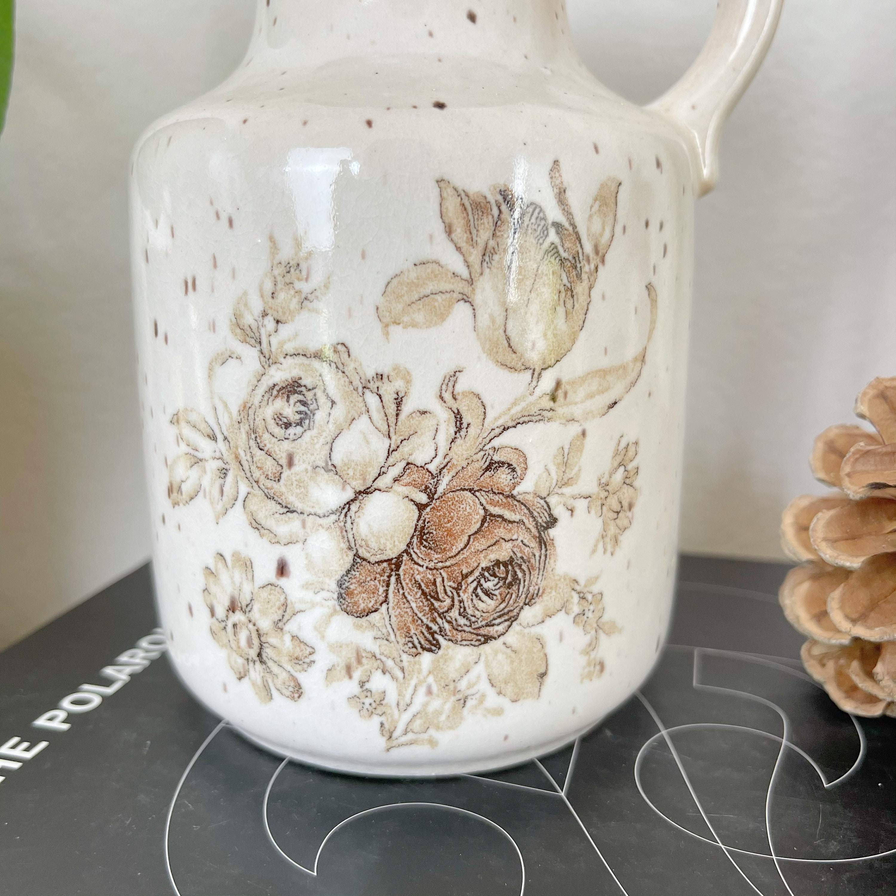 West German vase with handle and Bohemian Rose Design / Mid | Etsy