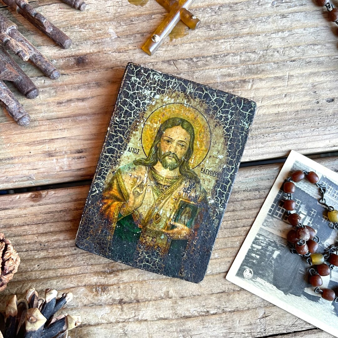 Small Vintage Icon of the Saint Martyr Eleftherios Wooden Plaque - Etsy
