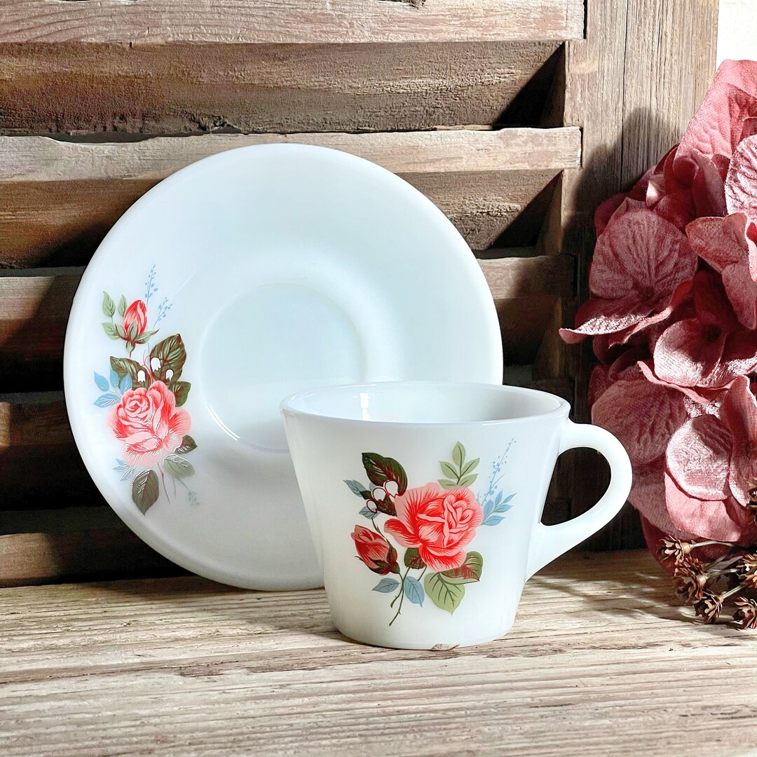 1960s Vintage JAJ Pyrex Cottage Rose Cup and Saucer Set - Etsy UK
