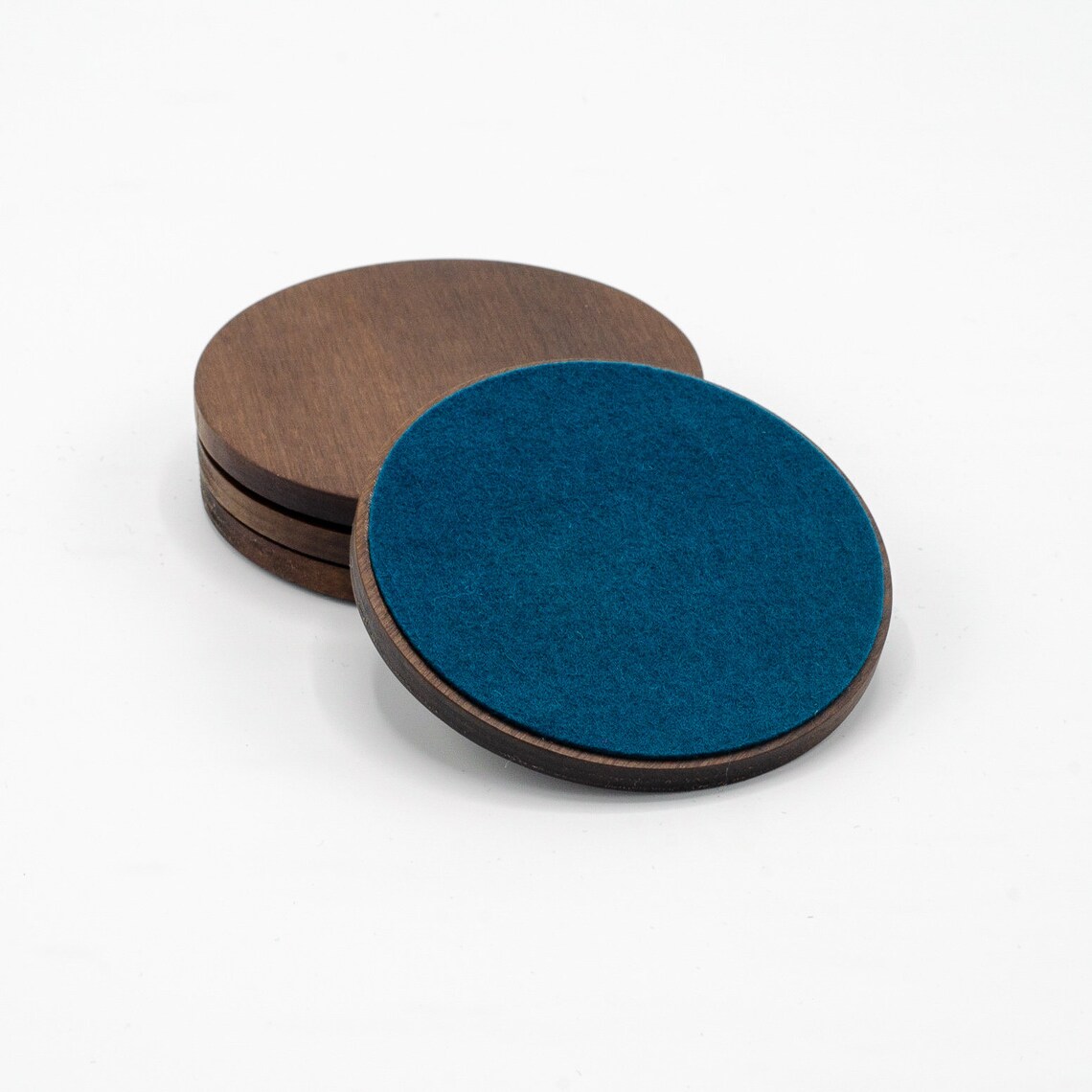 Walnut Coaster Set, Wood Coasters, Round Wood Coasters, Wood Coaster ...