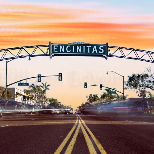 Moonlight Beach Encinitas Print Palm Tree Sunset San Diego - Etsy