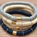 Brushed Gold Bar Bracelet Stackable Bracelet 6mm Heishi Beads Mothers Day Gift Neutral Bracelet ...